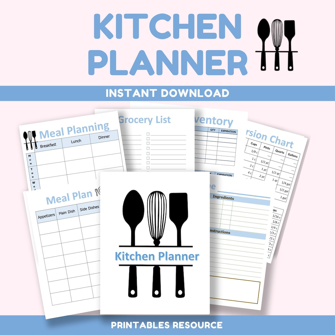 Kitchen Planner Printable Weekly Meal Planner | Conversion Chart ...
