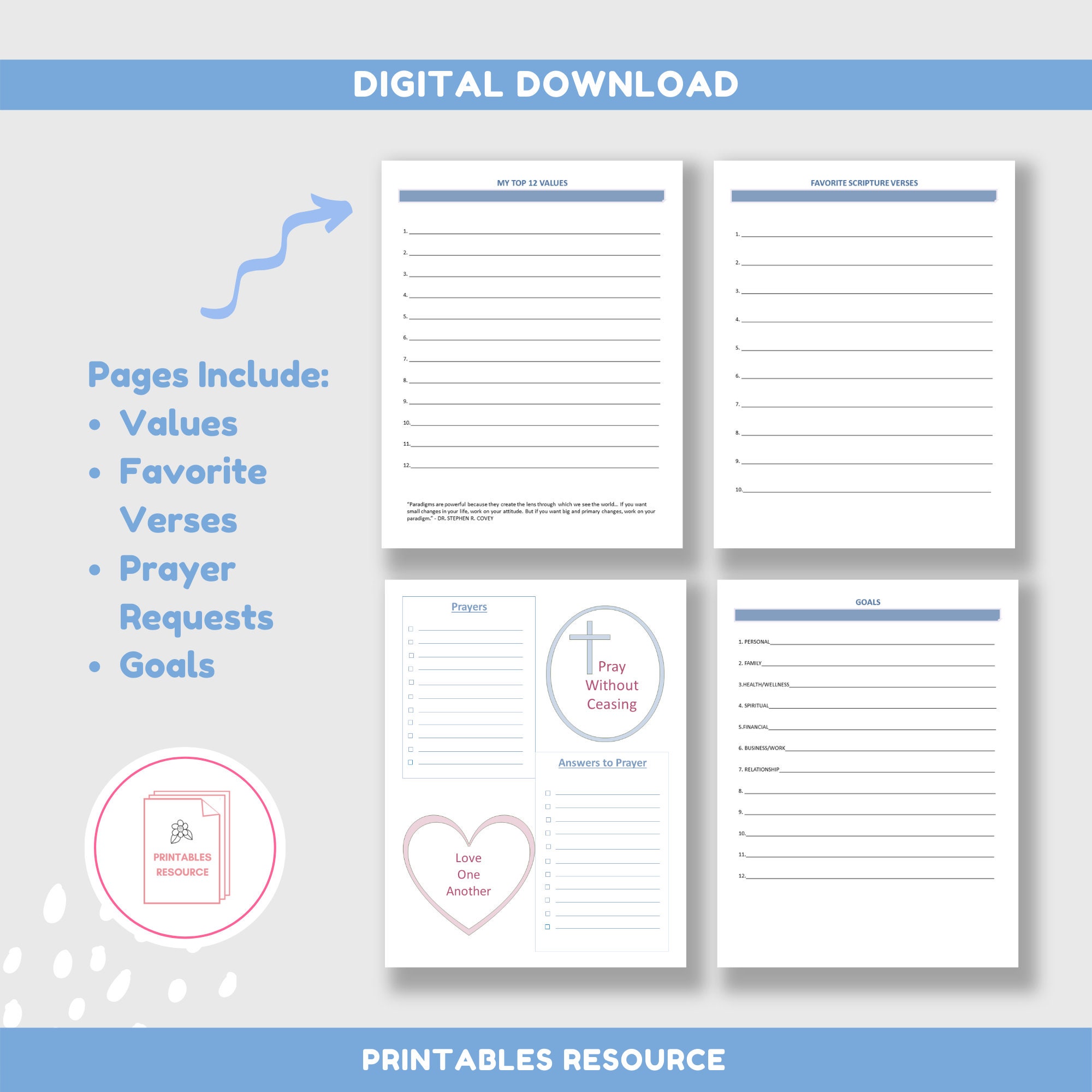 Printable Planner Faith Calendar Journal Planner Faith Faith Printable ...