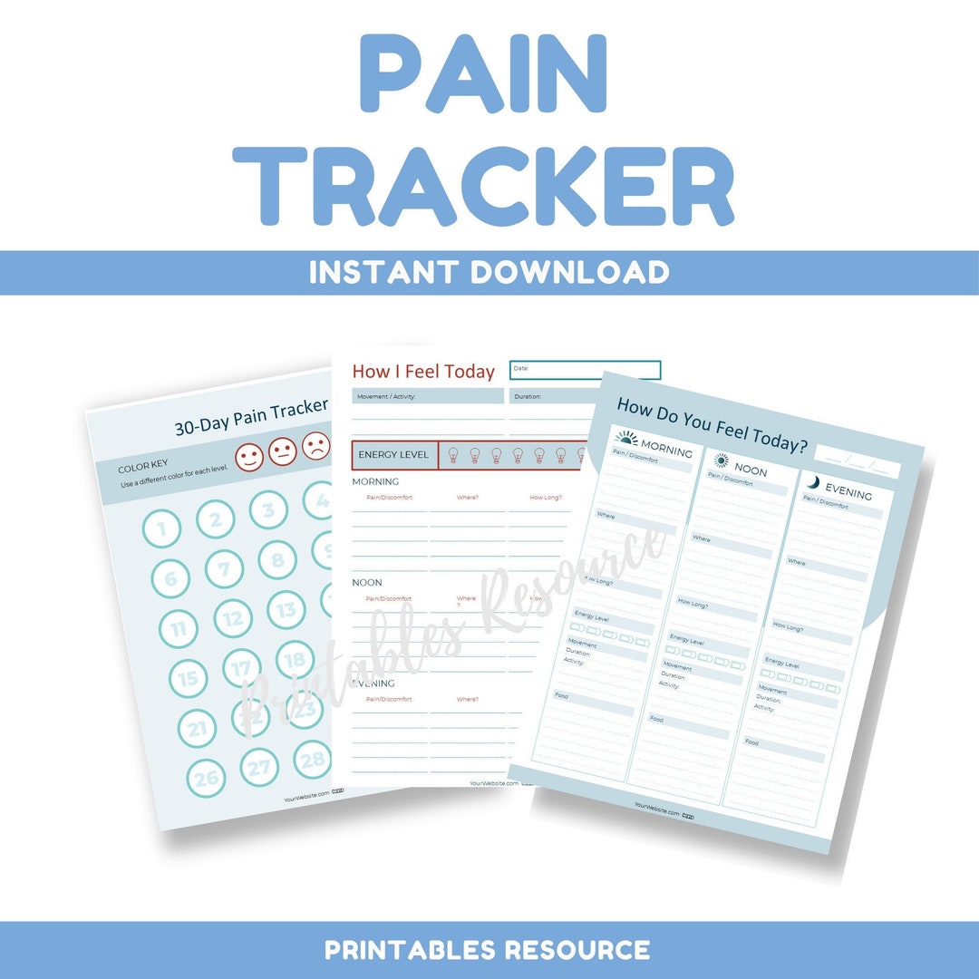Pain Tracker Printable Chronic Pain Logbook | Health Symptom Tracker ...
