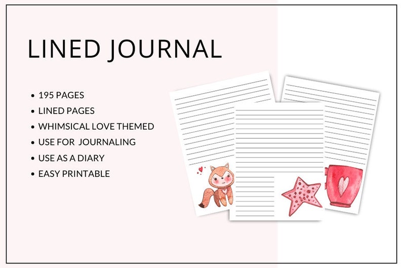 Printable Journal Love Theme | Printable Journal Pages | Lined Pages ...