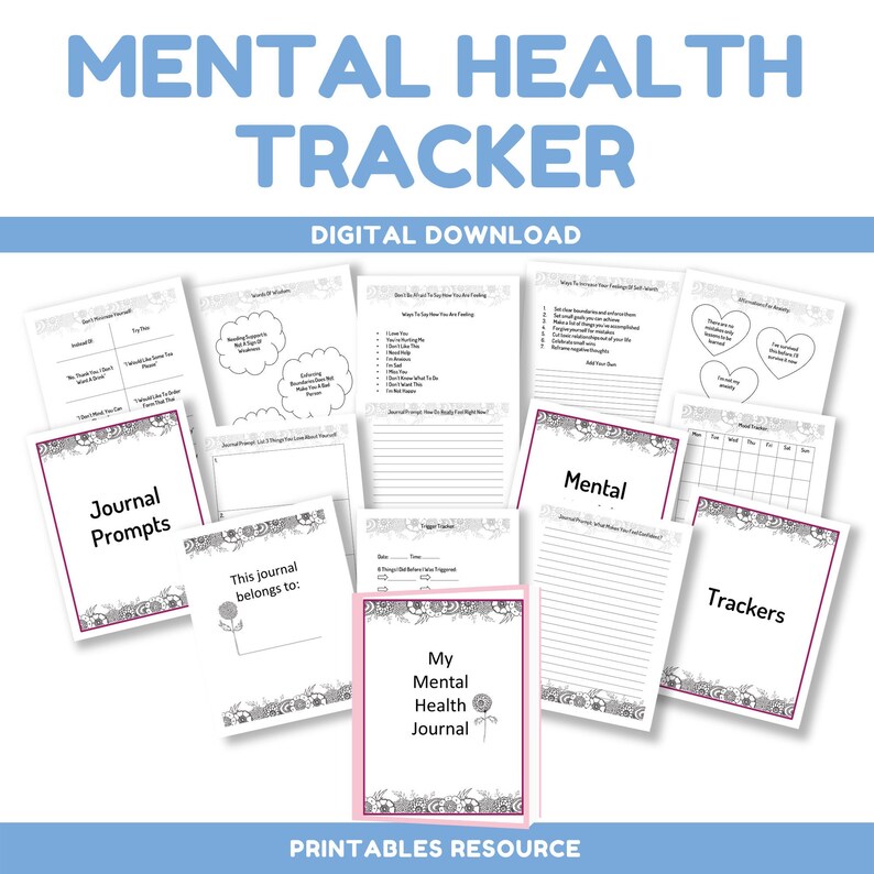 Mental Health Tracker Printable Mental Health Tracker Self Care Tracker ...