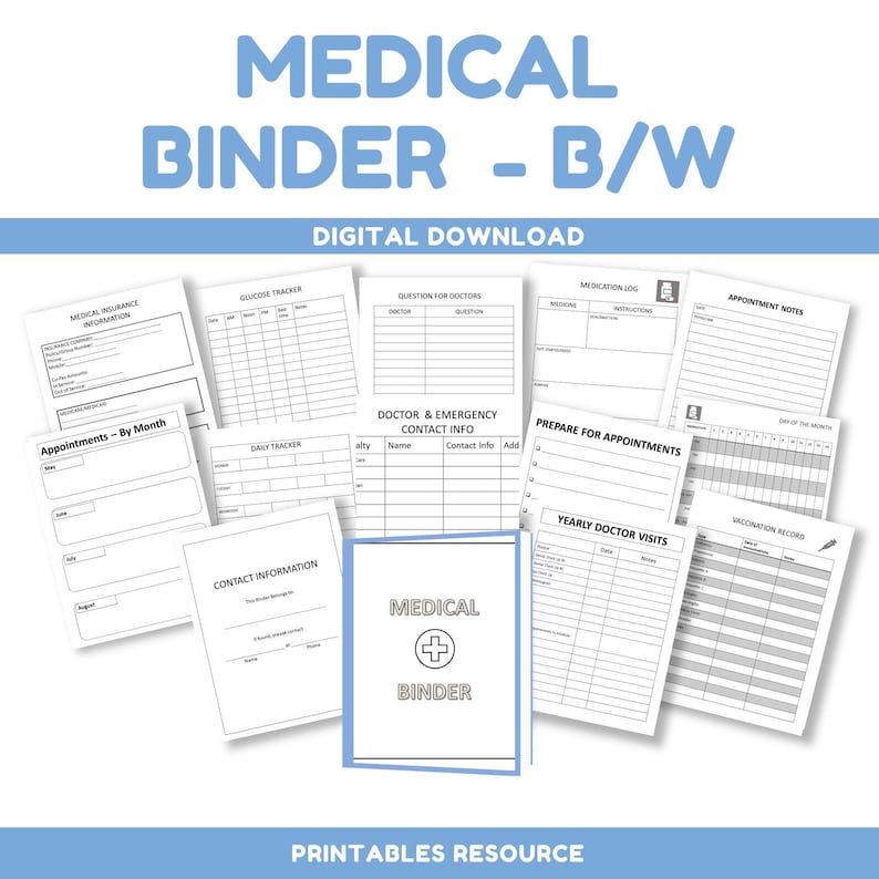 Medical Binder Deluxe Printable Medical Binder Family - Etsy