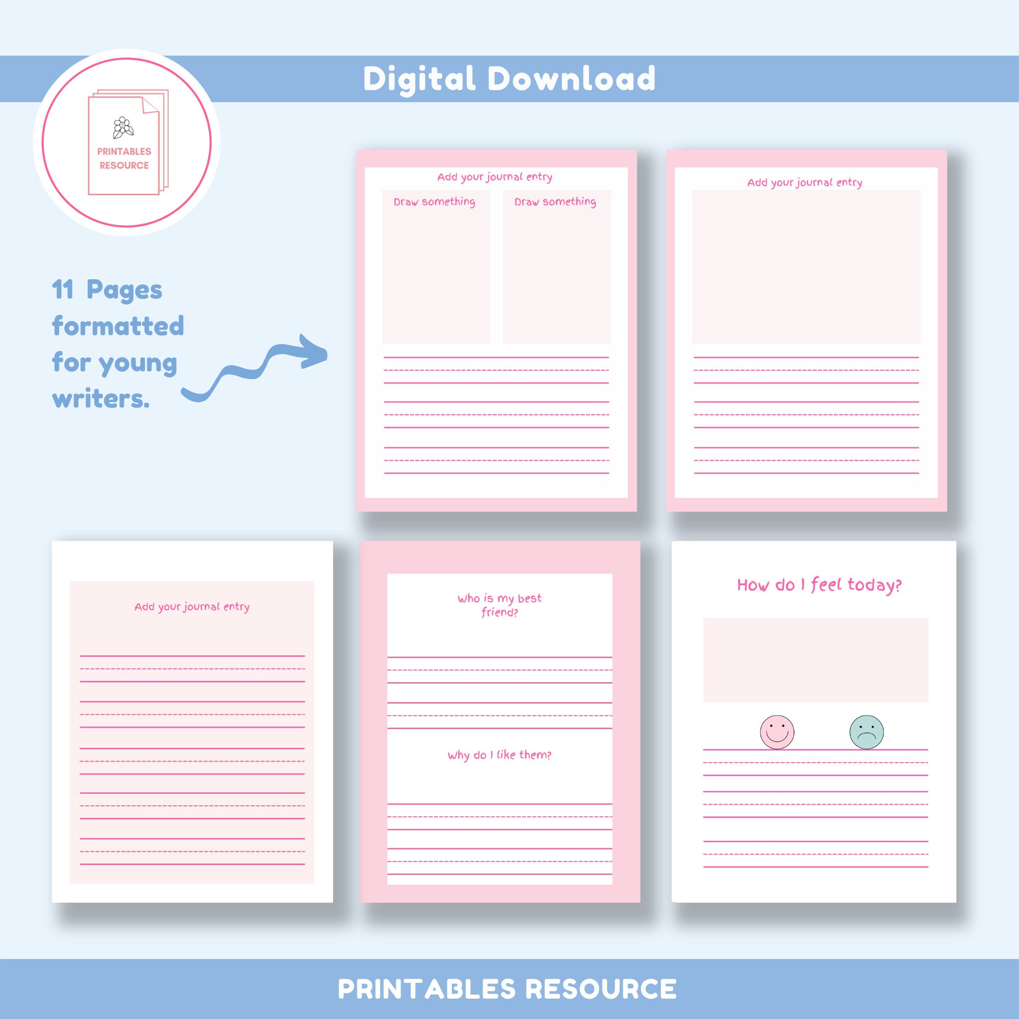 Kids Journal Printable Writing Journal Printable Journal - Etsy