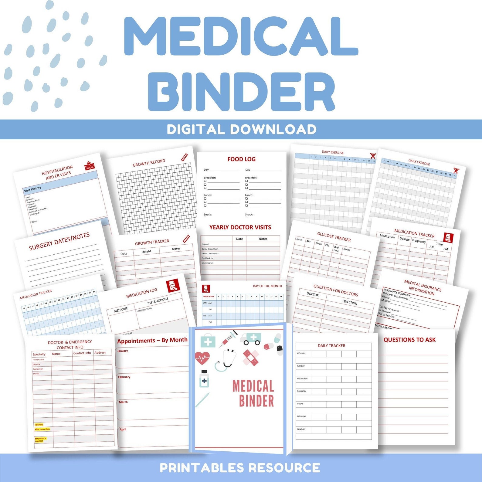 Health Tracker Notebook for Kids Health Records Printable Family ...