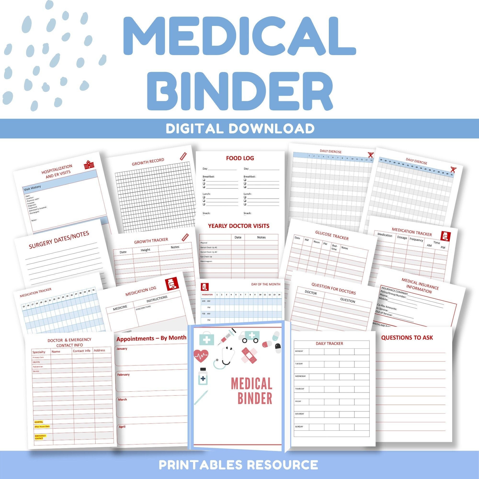 Health Tracker Notebook for Kids Health Records Printable Family ...