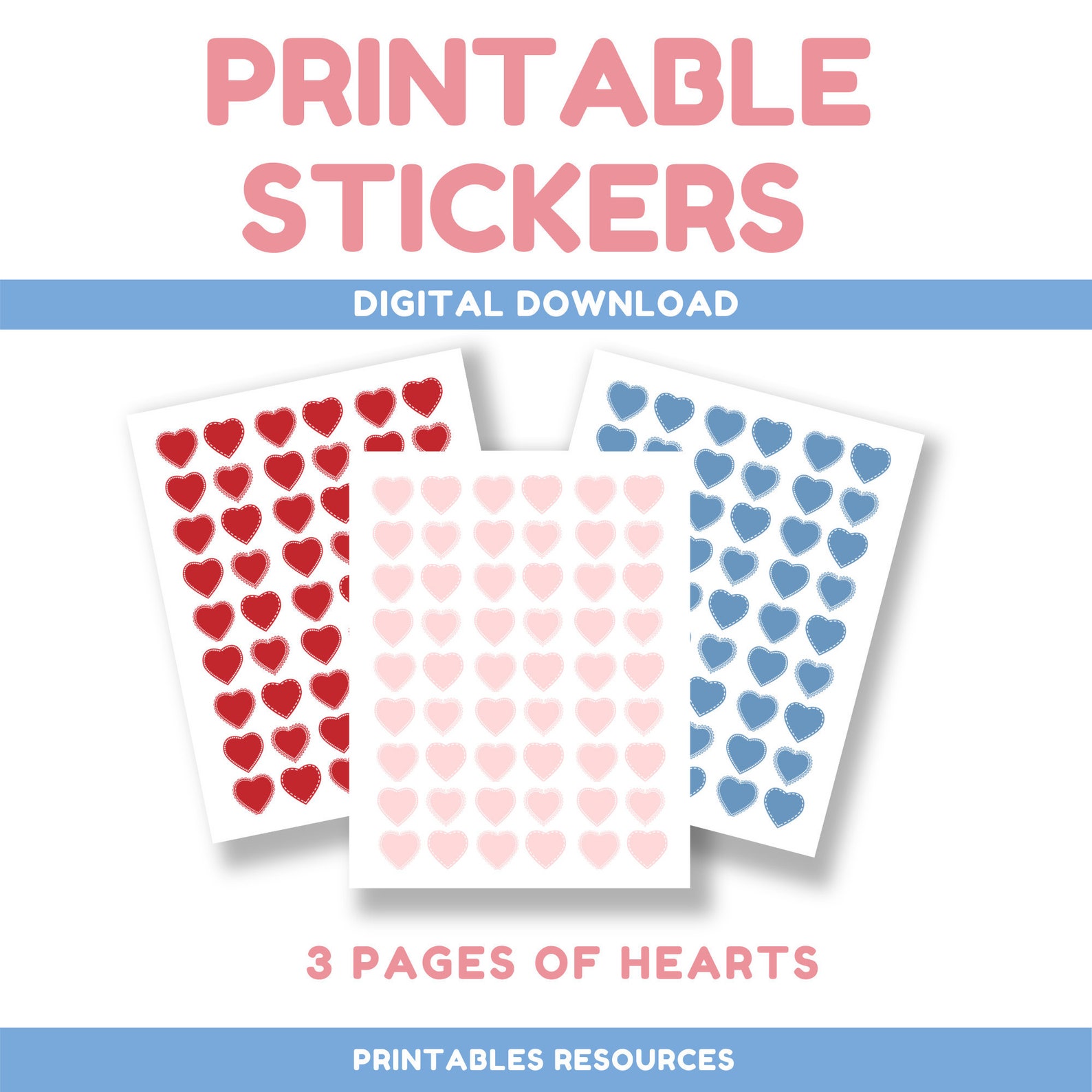 Heart Stickers Valentine Stickers Printable Stickers - Etsy
