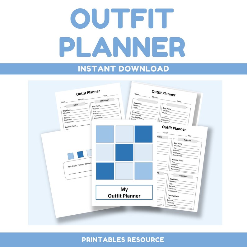 Weekly Outfit Planner | Printable Outfit Planner | Outfit Planning ...