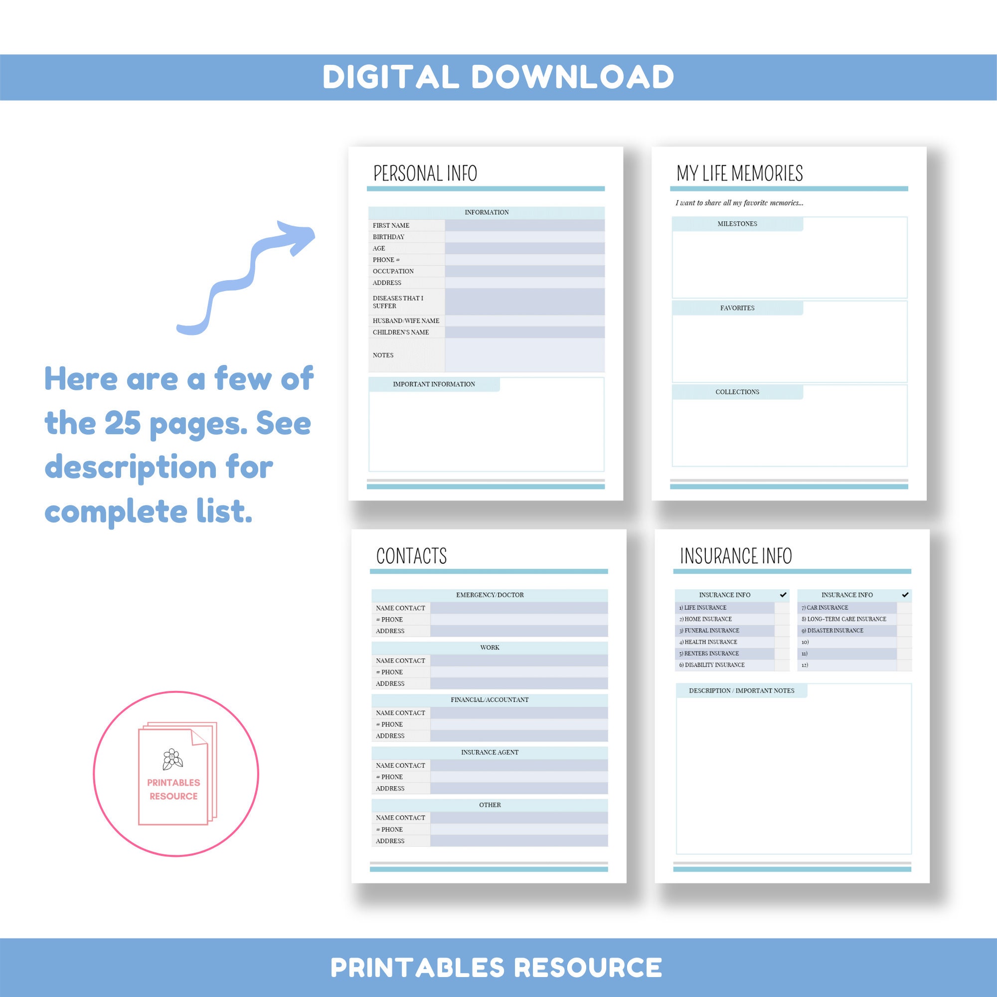 Final Wishes Estate Planner Funeral Planning Printable | Just in Case ...