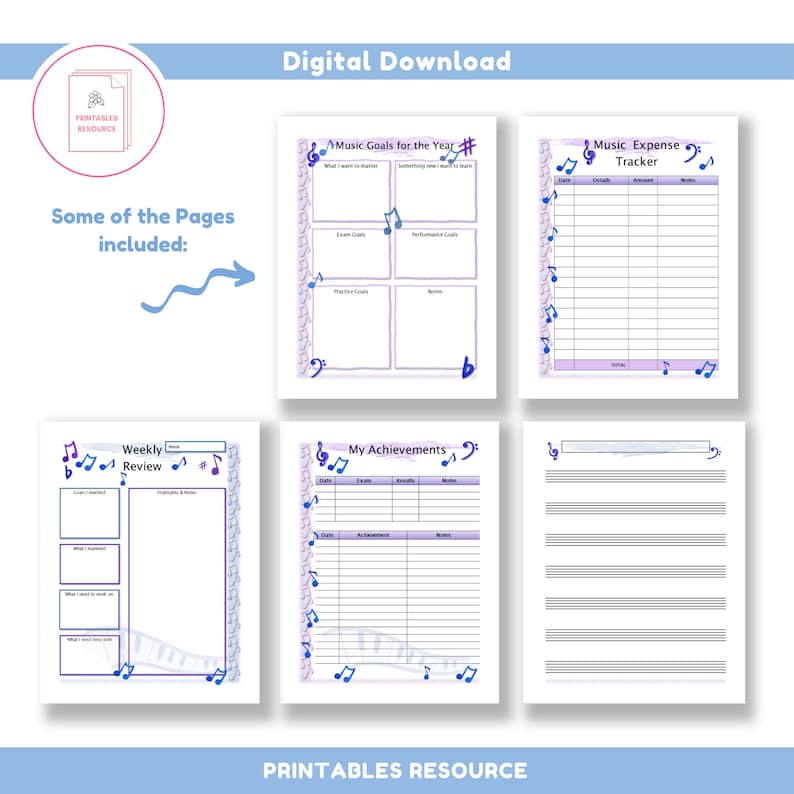 Music Planner Printable | Musician's Planner - Etsy