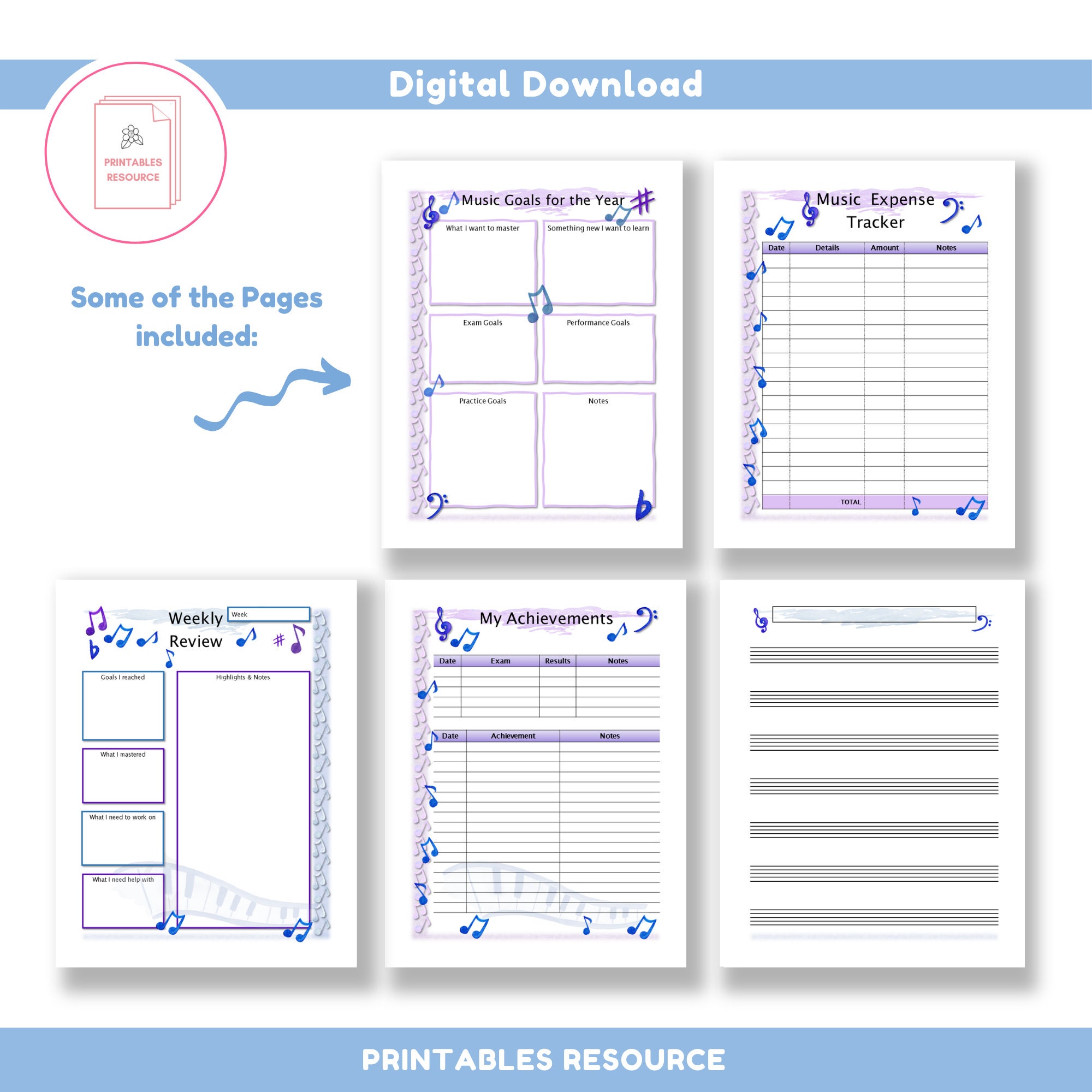 Music Planner Printable | Musician's Planner - Etsy