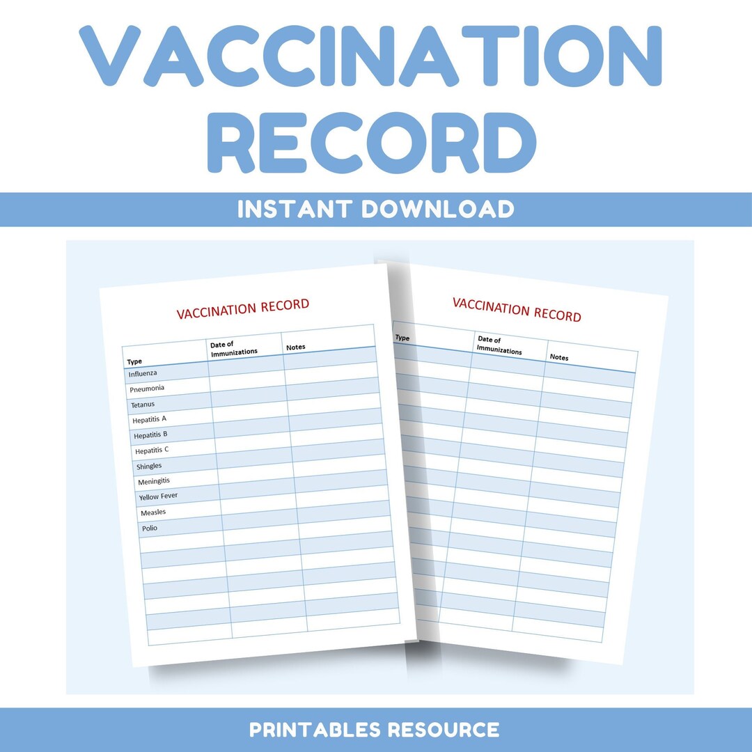 Vaccination Record Vaccine Record Immunization Record - Etsy