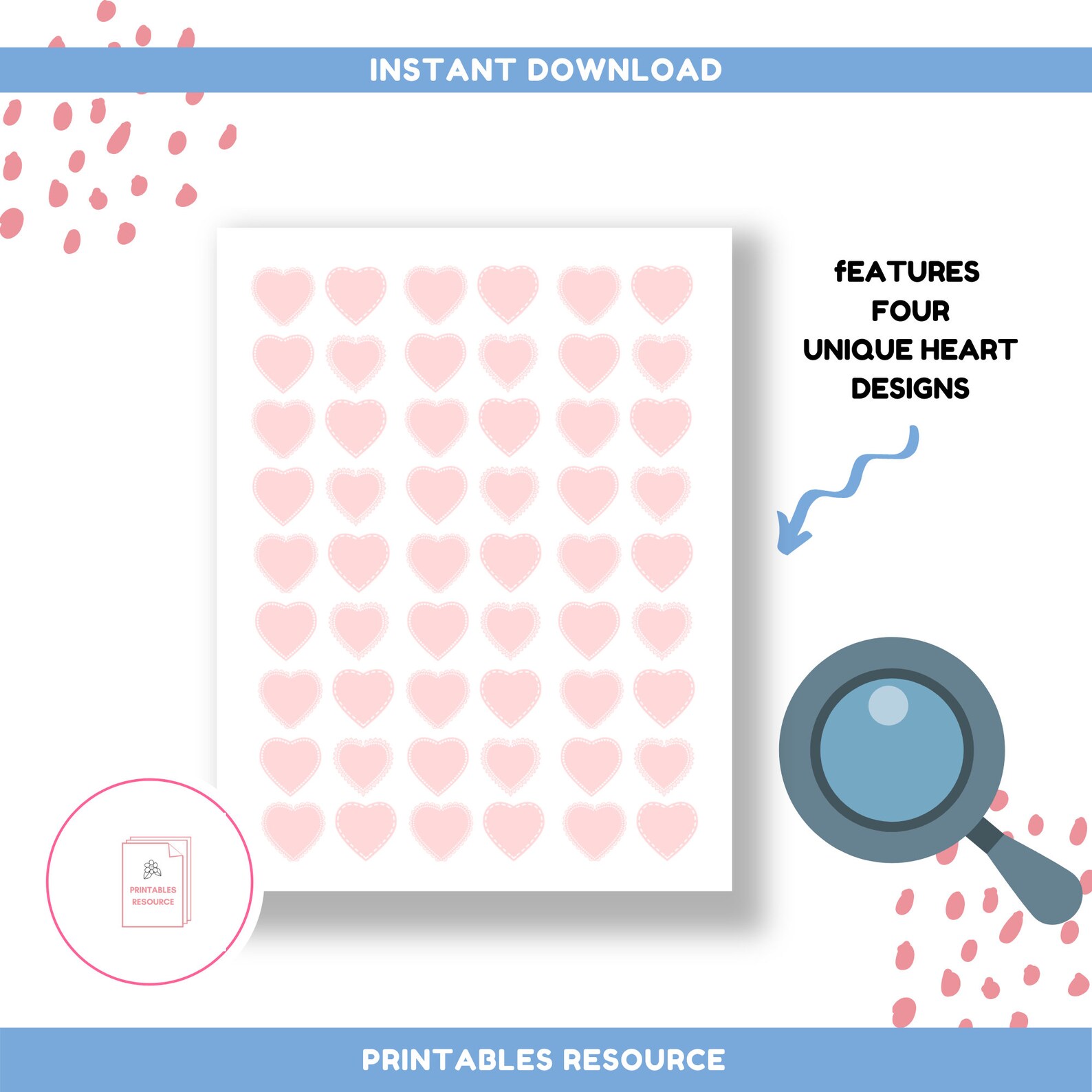 Heart Stickers Printable Red Heart Stickers | Pink Heart Stickers ...