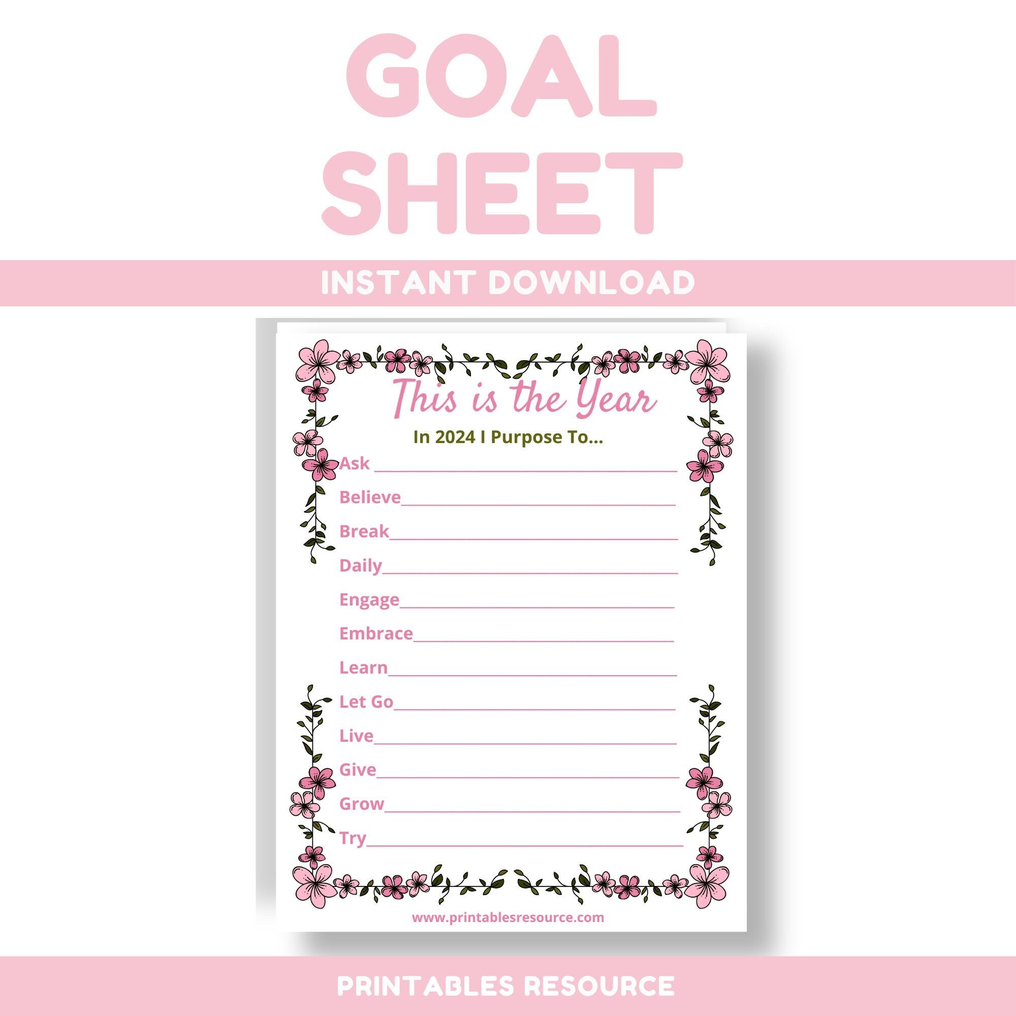 Personal Goals Sheet | Goal Setting Sheet | This Year is Going to Be ...