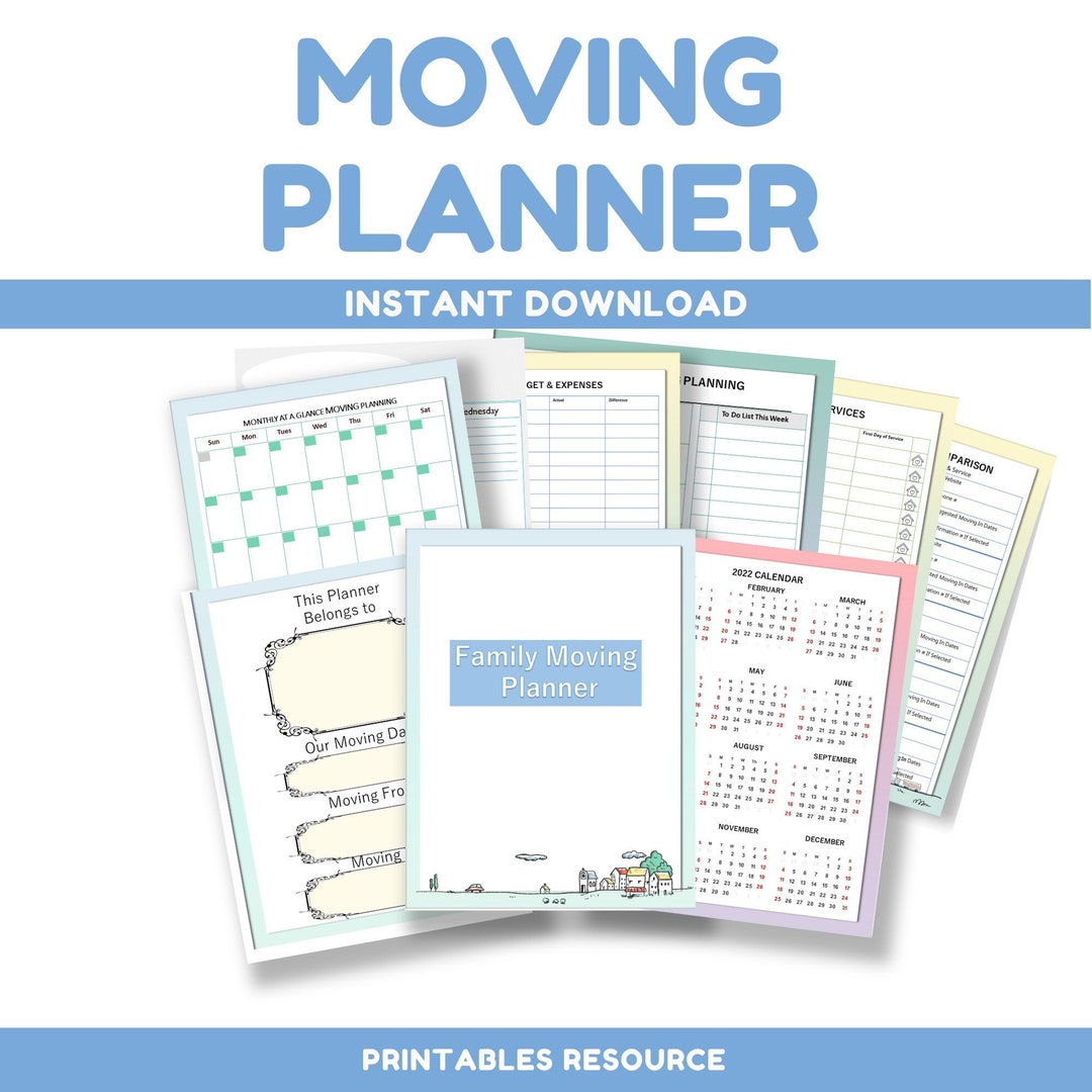 Family Moving Printable Planner Relocation Plan Organizer Real Estate ...