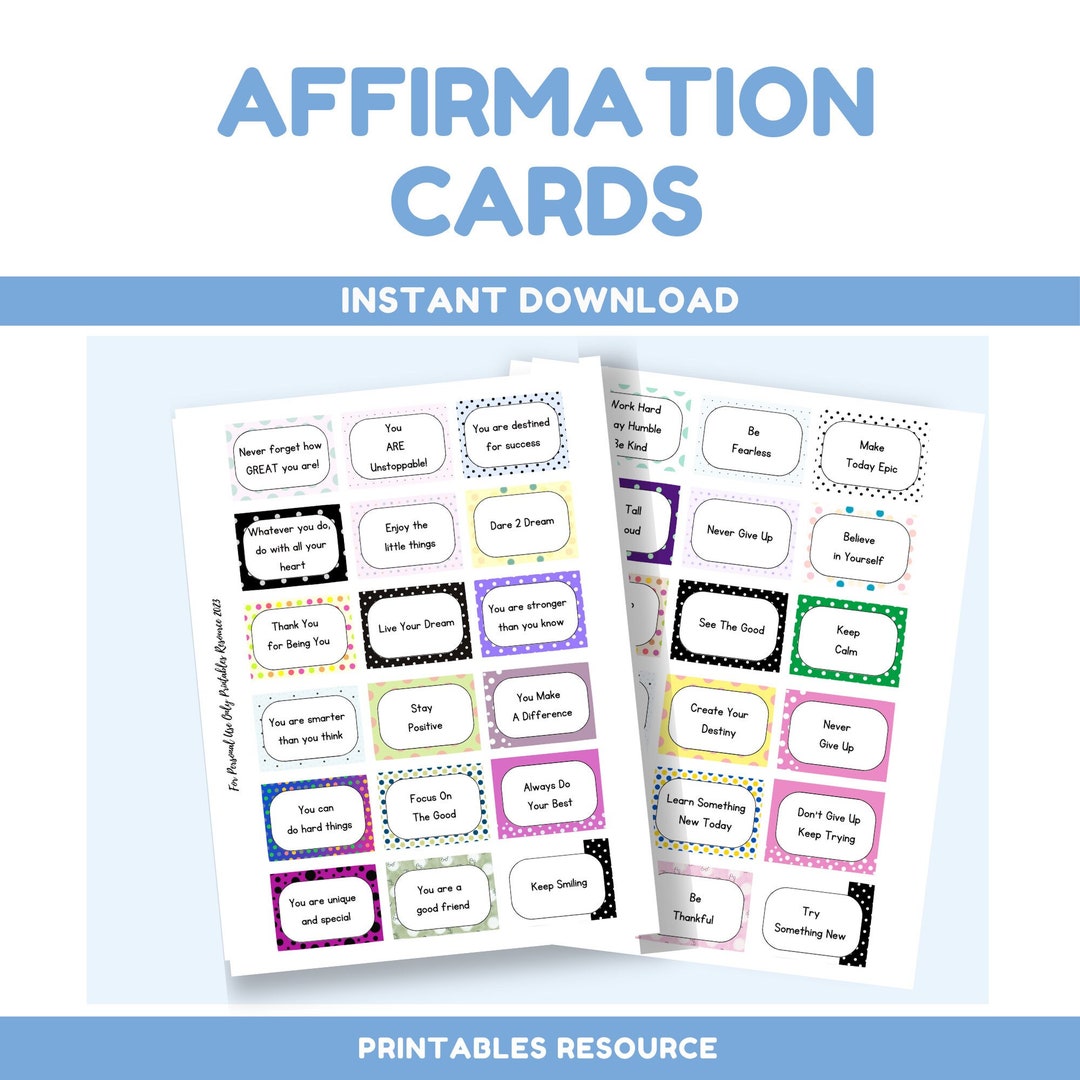 Printable Affirmation Notes for Kids Lunch Box Messages DIY Positive ...