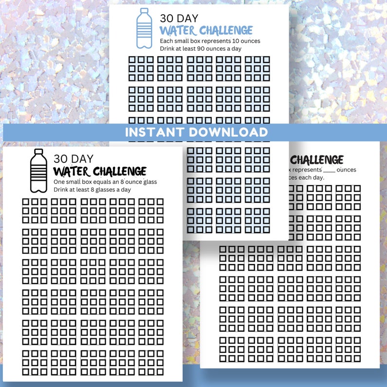 30 Day Challenge Printable: Water & Habit Tracker (digital Download) - Etsy