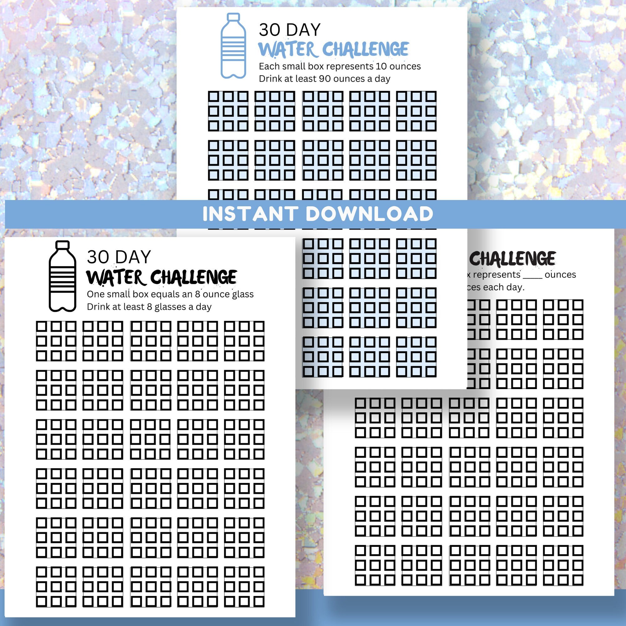 30 Day Challenge Printable: Water & Habit Tracker (digital Download) - Etsy