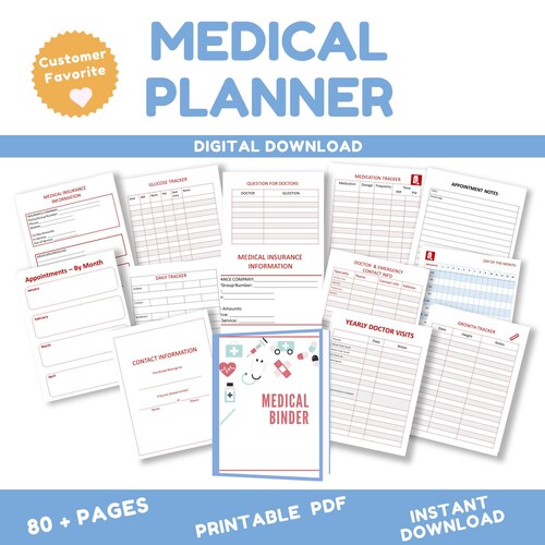 Medical Planner Printable Family Medical Binder Chronic - Etsy
