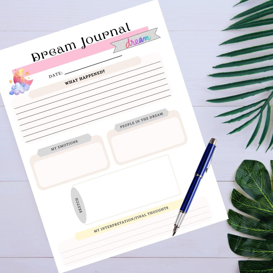 Dream Tracker Printable Dream Log Journal Digital Page Sleep Tracker ...