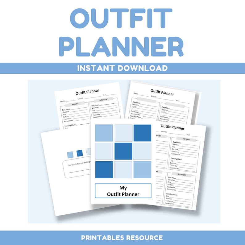 Weekly Outfit Planner Printable Outfit Planner Outfit - Etsy