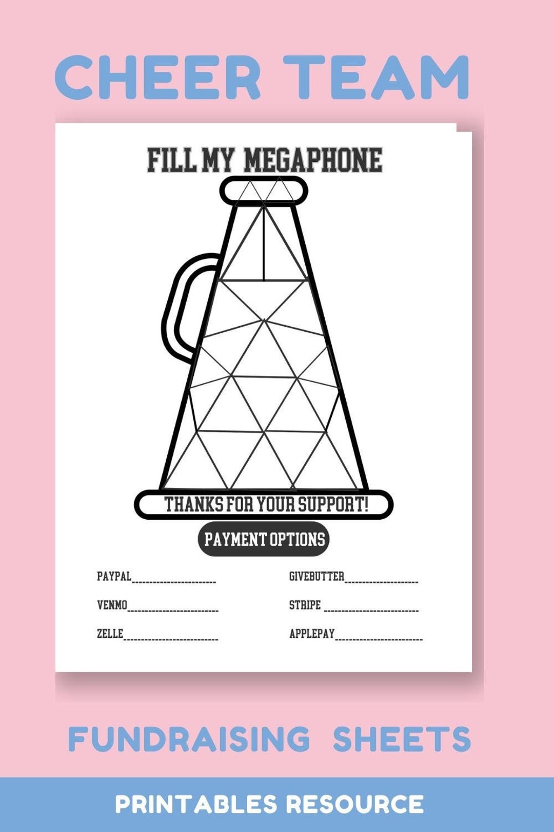 Cheerleading Fundraising Form Fill My Megaphone Cheer Team Sports Funds ...