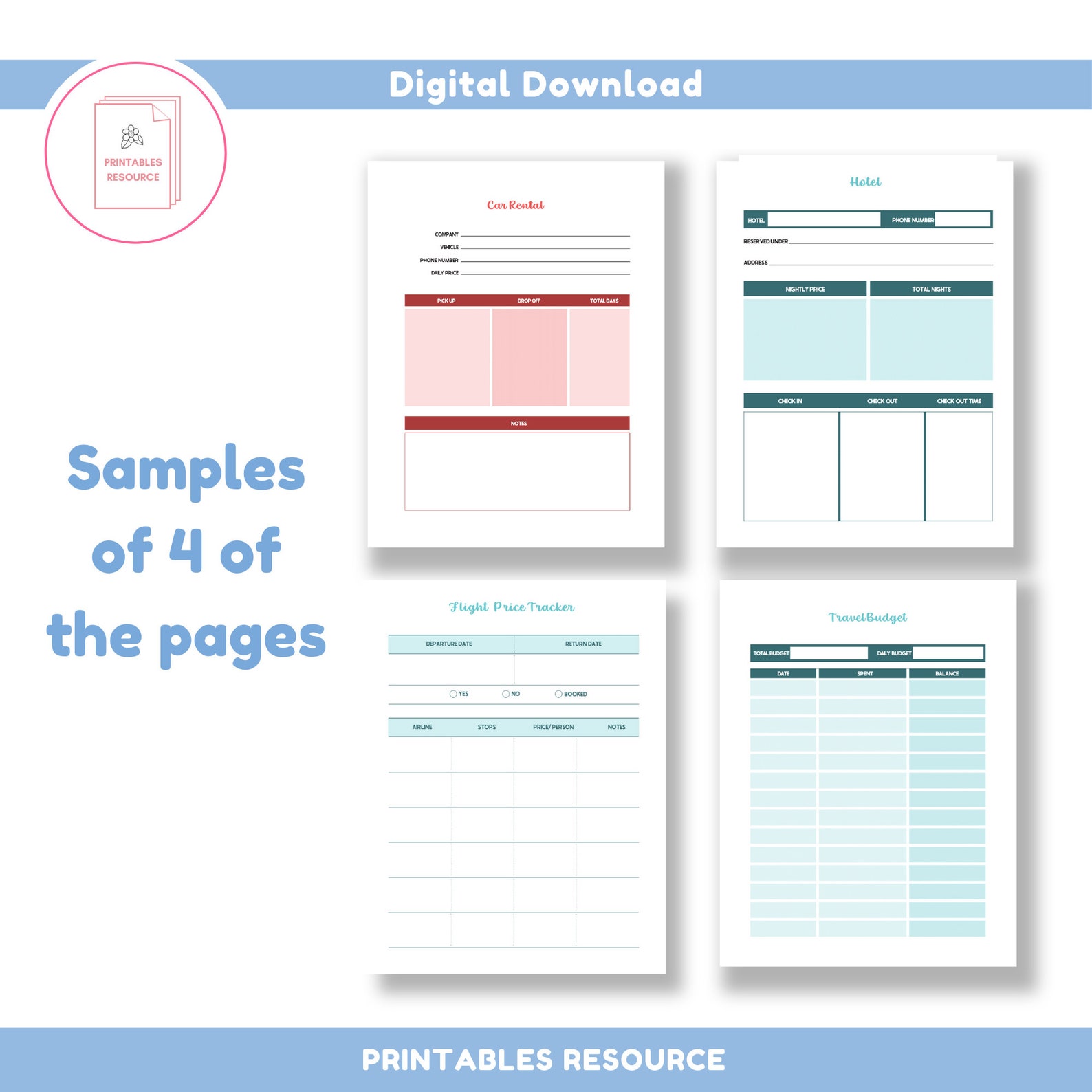 Printable Vacation Planner: Trip Itinerary, Budget, Packing Lists ...