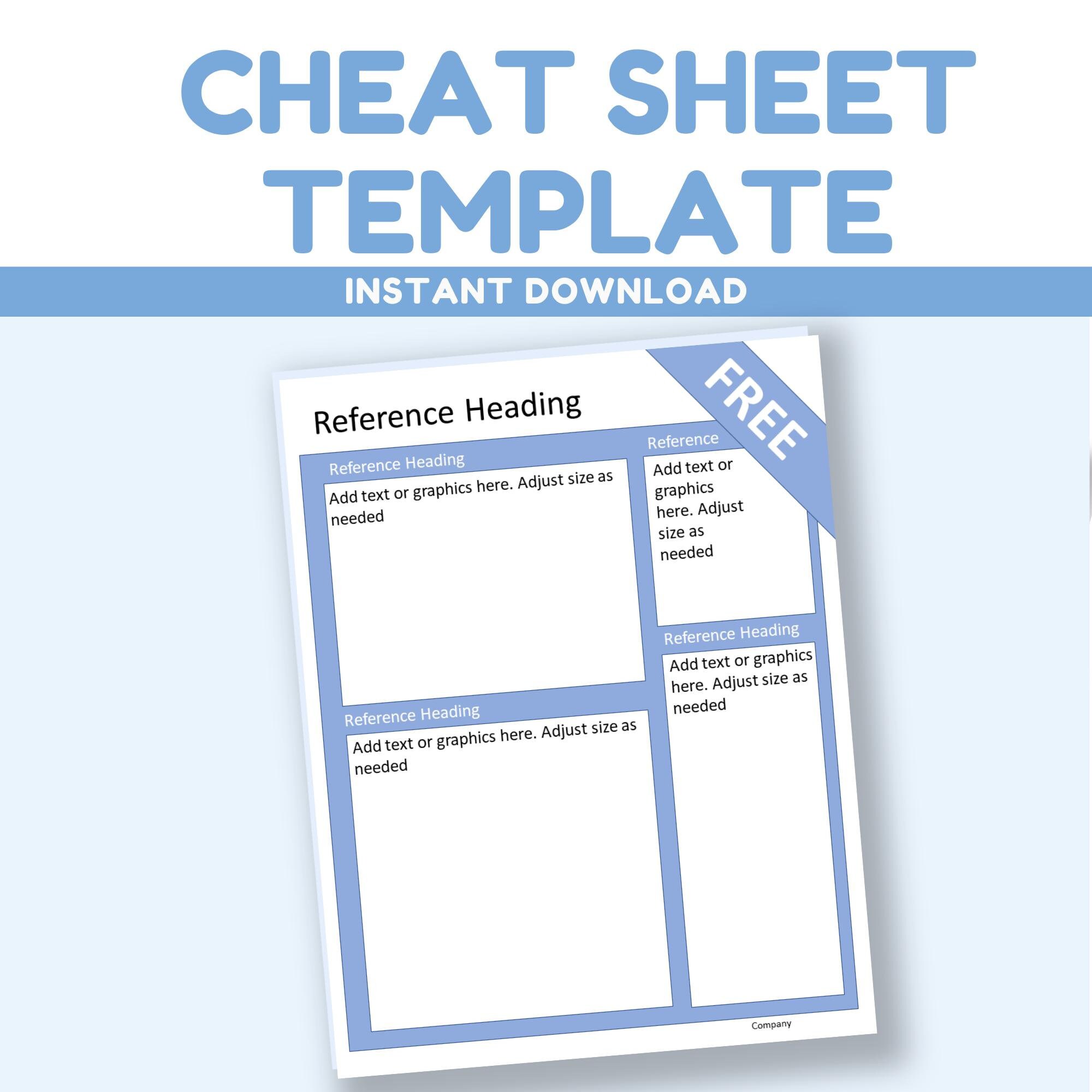 Editable Cheat Sheet Template: DIY Instruction Guide (digital Download ...