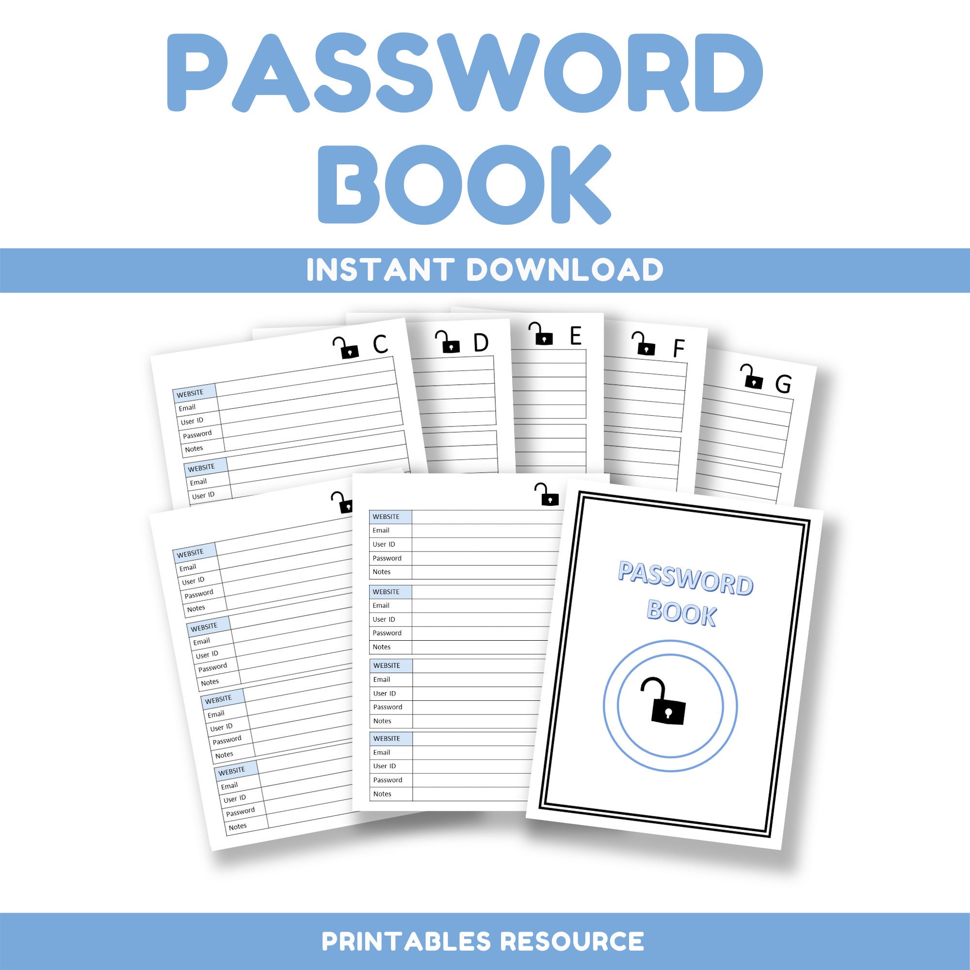 Password Book Passwords Large Print Printable Password Password Tracker Password