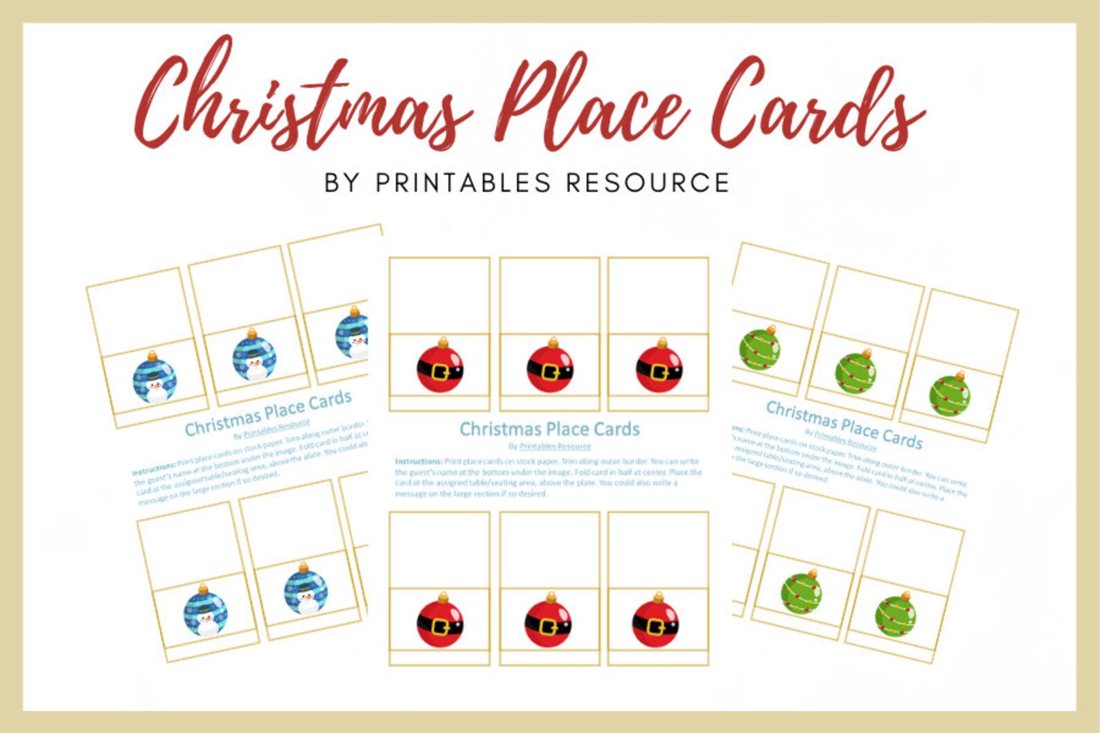 Christmas Ornament Place Cards: Holiday Table Decor (digital Download ...
