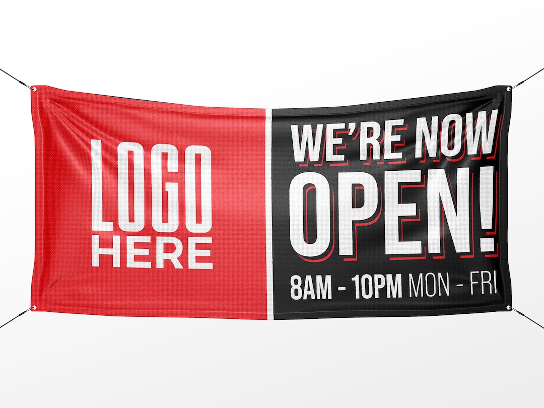 Personalized Business Grand Opening Banner W/ Logo Customizable Colors ...