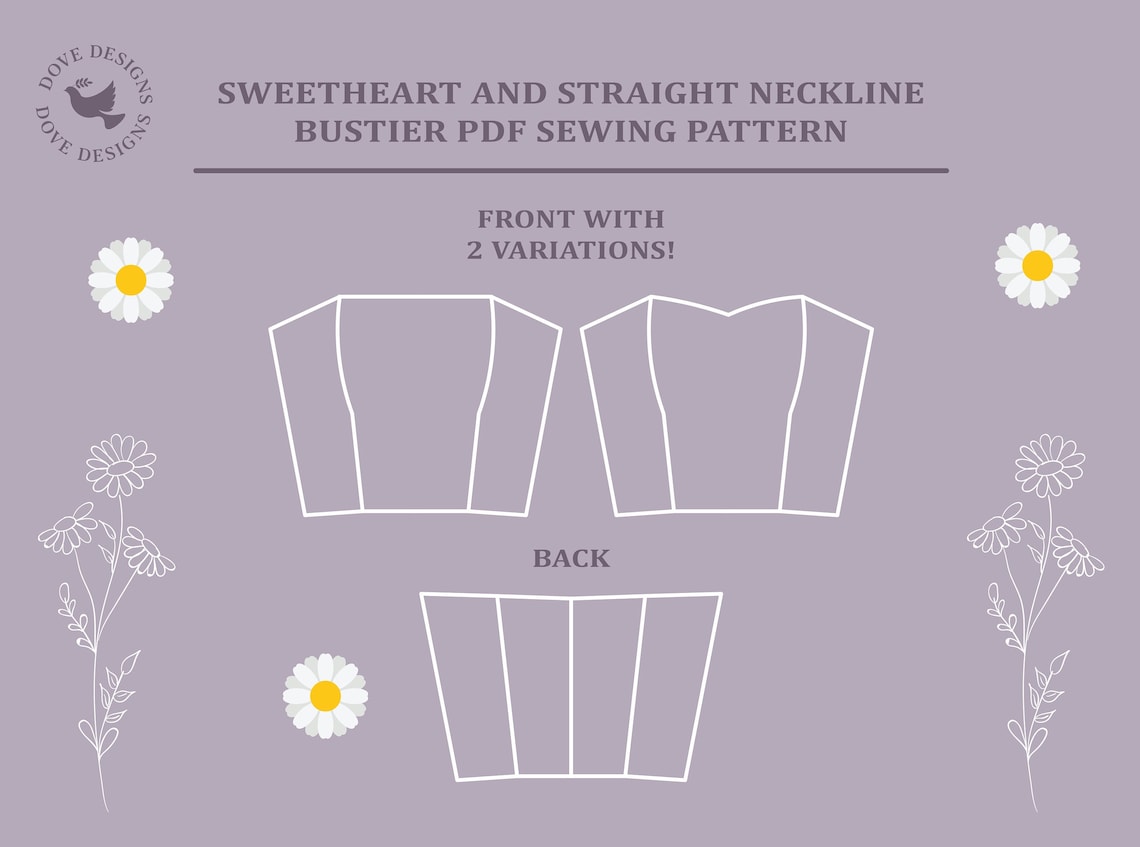 Bustier PDF Sewing Pattern Sweetheart & Straight Neckline - Etsy