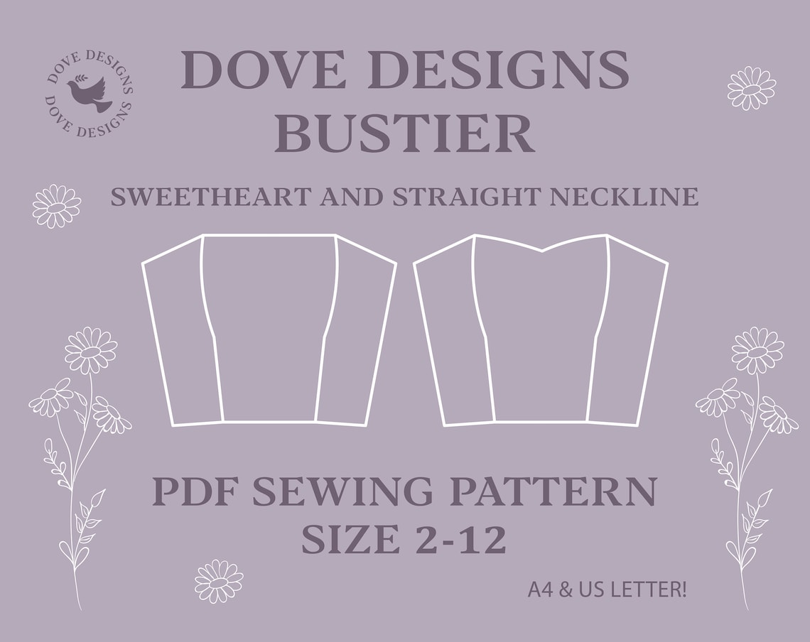Bustier PDF Sewing Pattern Sweetheart & Straight Neckline - Etsy