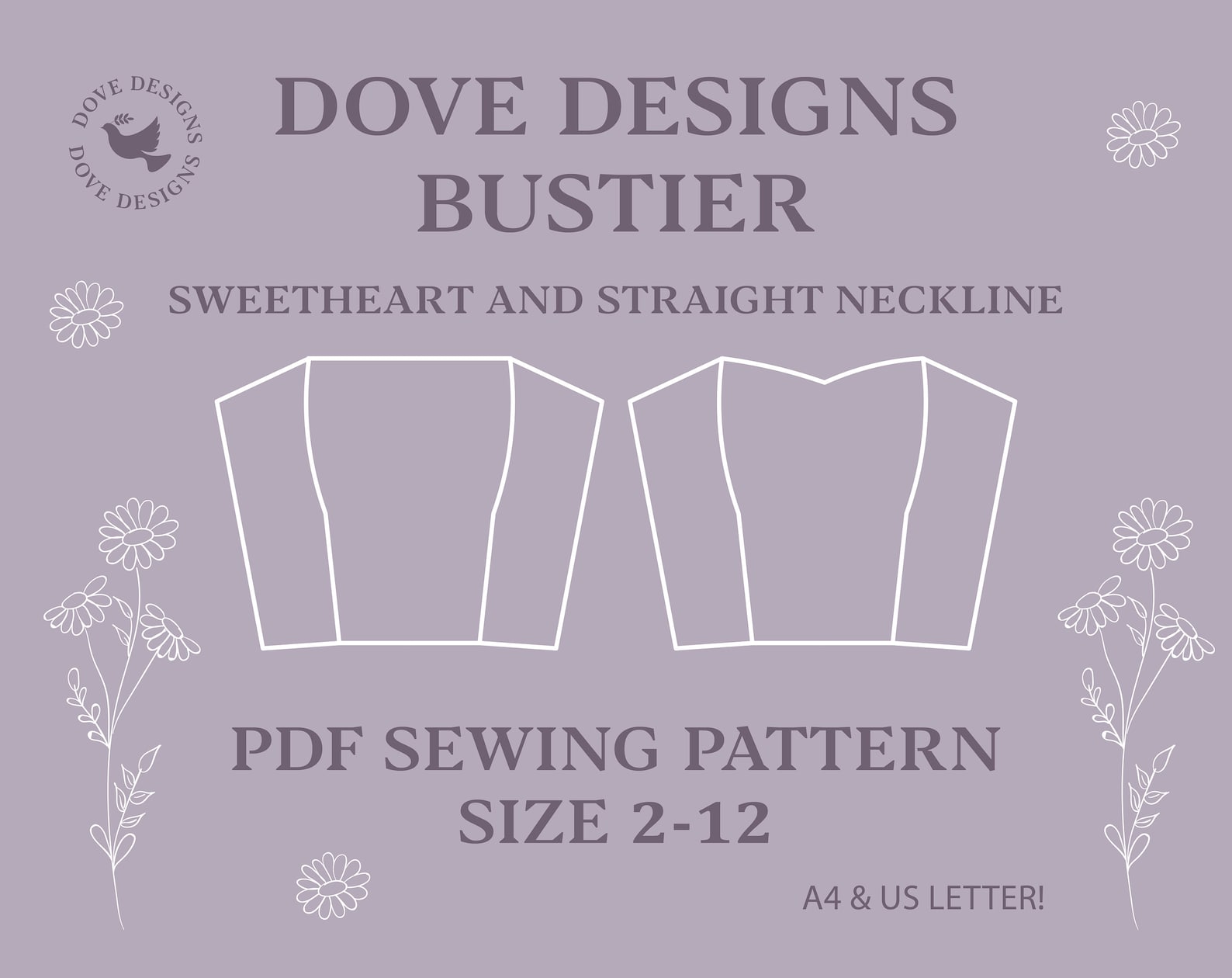 Bustier PDF Sewing Pattern Sweetheart & Straight Neckline - Etsy