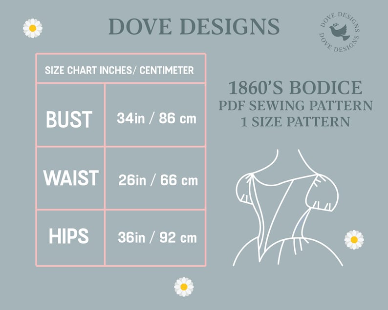 1860s Bodice PDF Sewing Pattern - Etsy