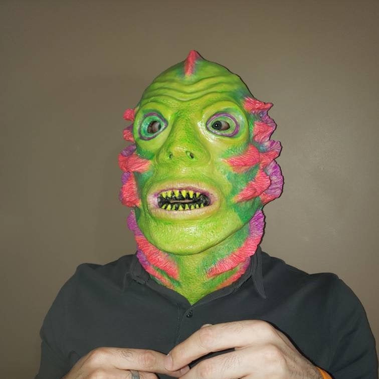 Fish Gill Man Creature Halloween Latex Half Mask - Etsy