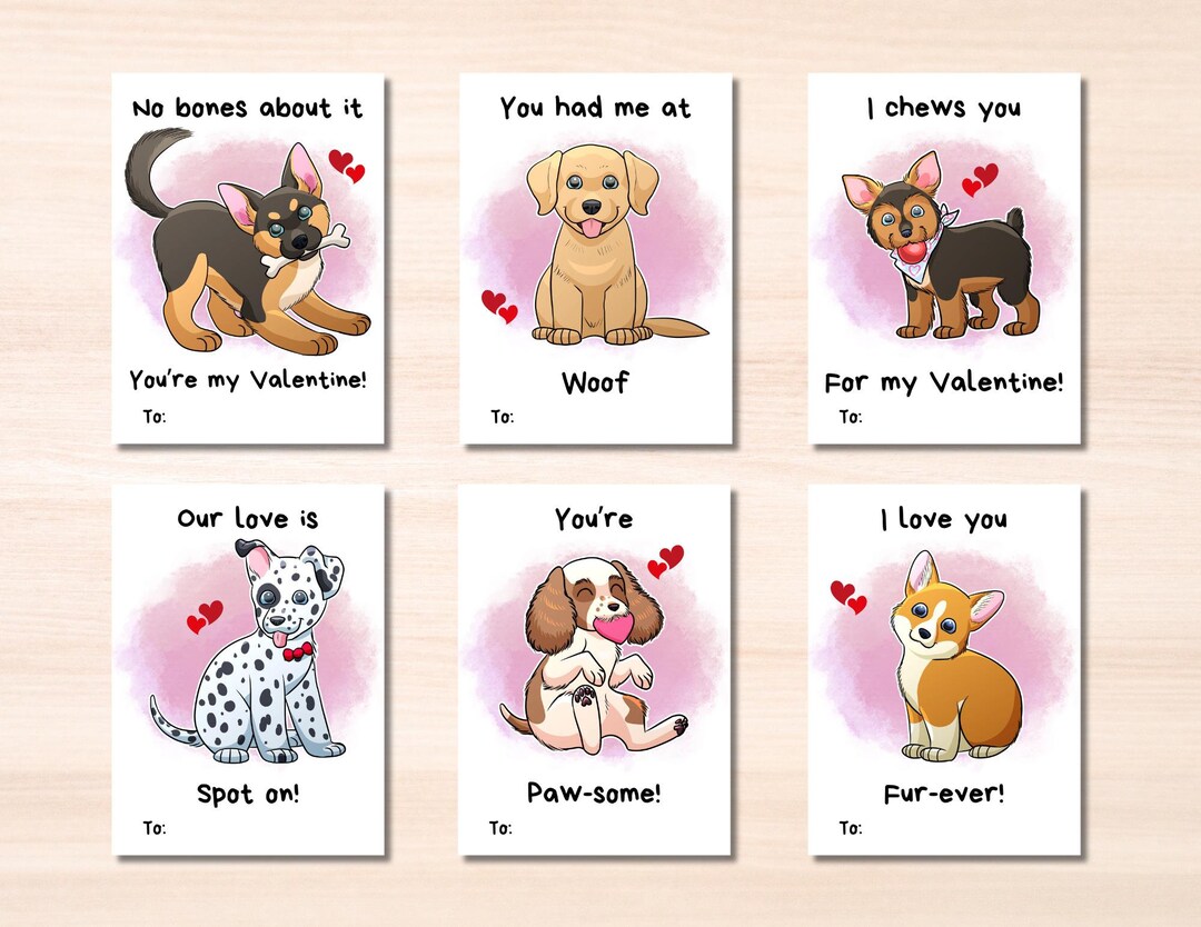Puppy Love Valentine's Card Printable Instant Digital Download Dog ...