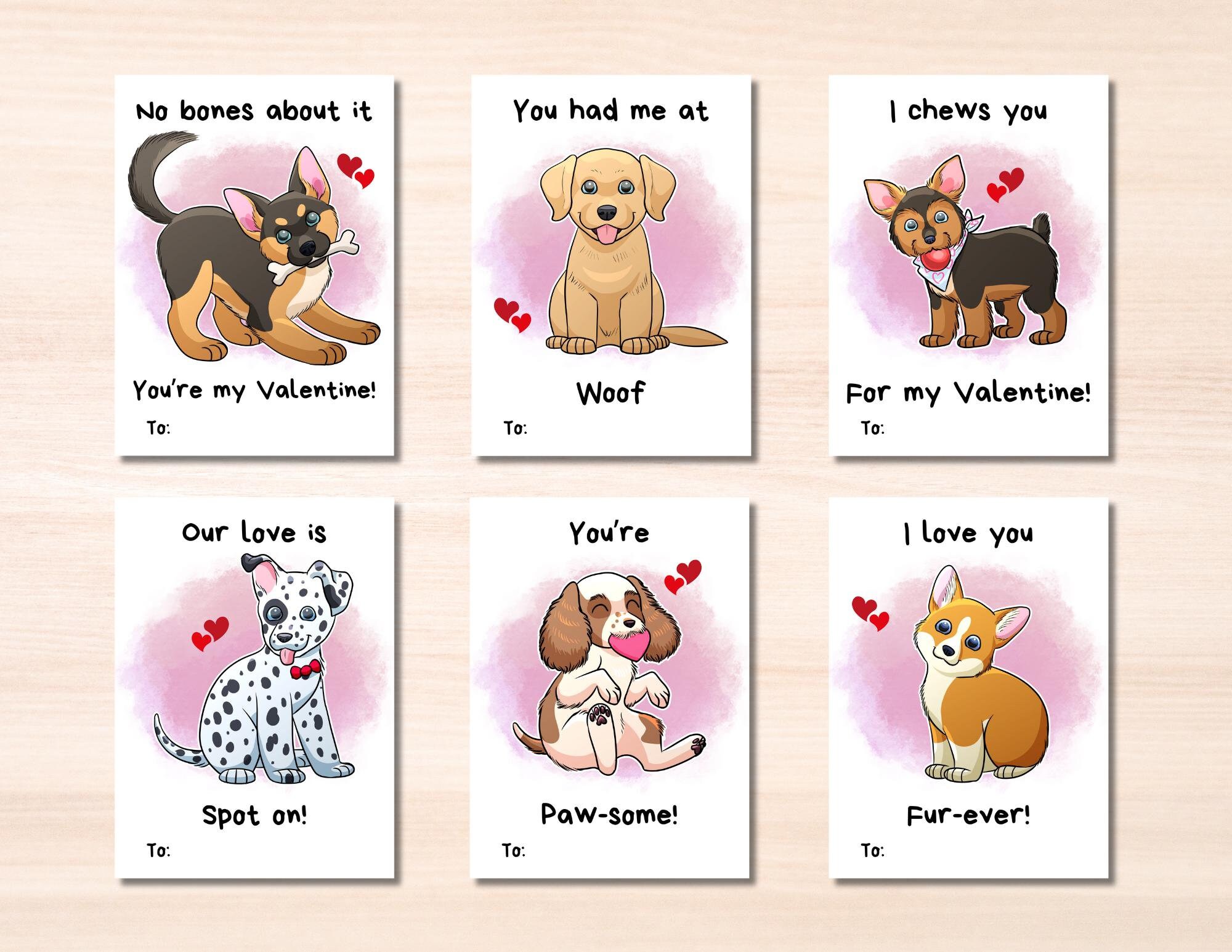 Puppy Love Valentine's Card Printable Instant Digital Download Dog ...