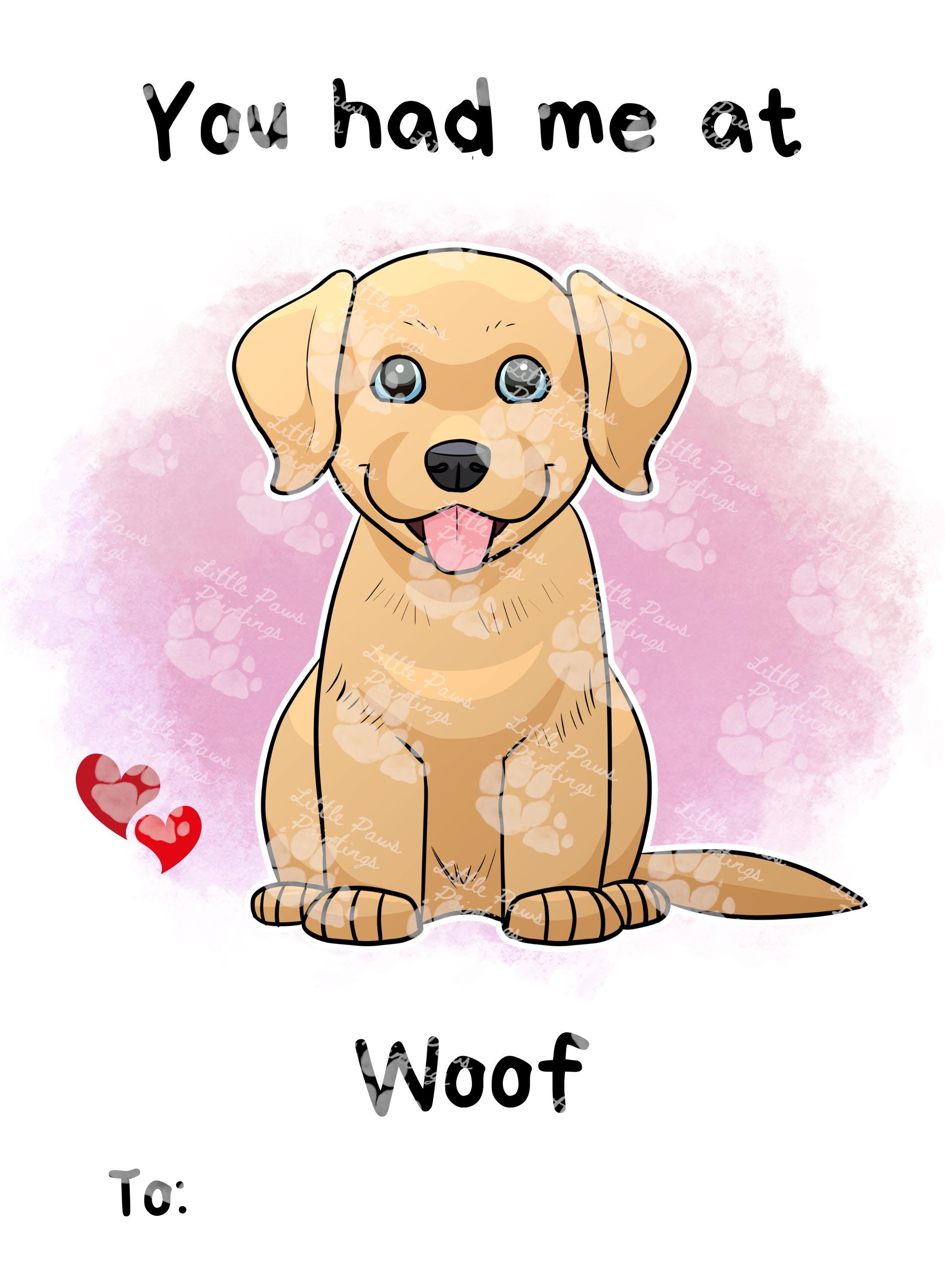 Puppy Love Valentine's Card Printable Instant Digital Download Dog ...