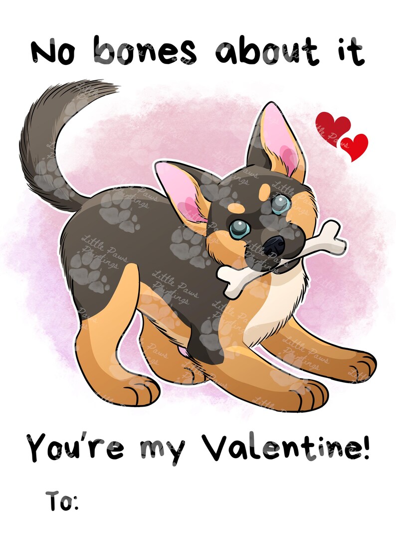 Puppy Love Valentine's Card Printable Instant Digital Download Dog ...