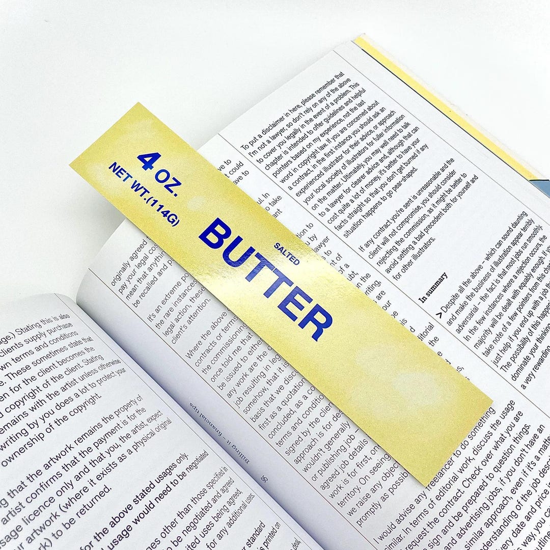 Butter Bookmark, Butter Art, Butterlover Art, Baking Bookmarks, Cozy ...