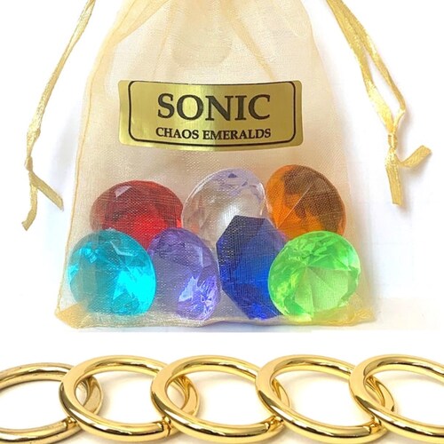 Sonic the Hedgehog / 7 Chaos Emeralds and 5 Power Rings IN A - Etsy