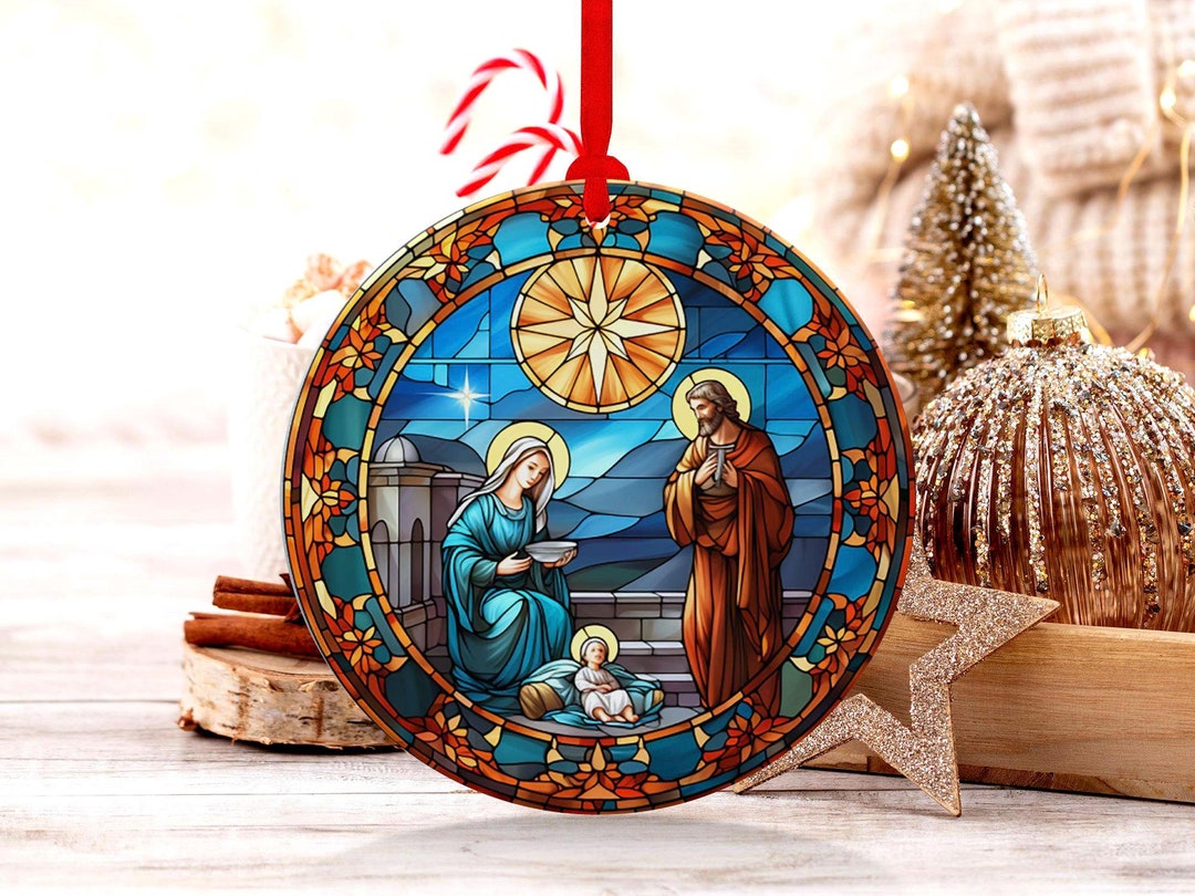 Nativity Scene Ornament, Christmas Tree Decoration, Religious Christmas ...