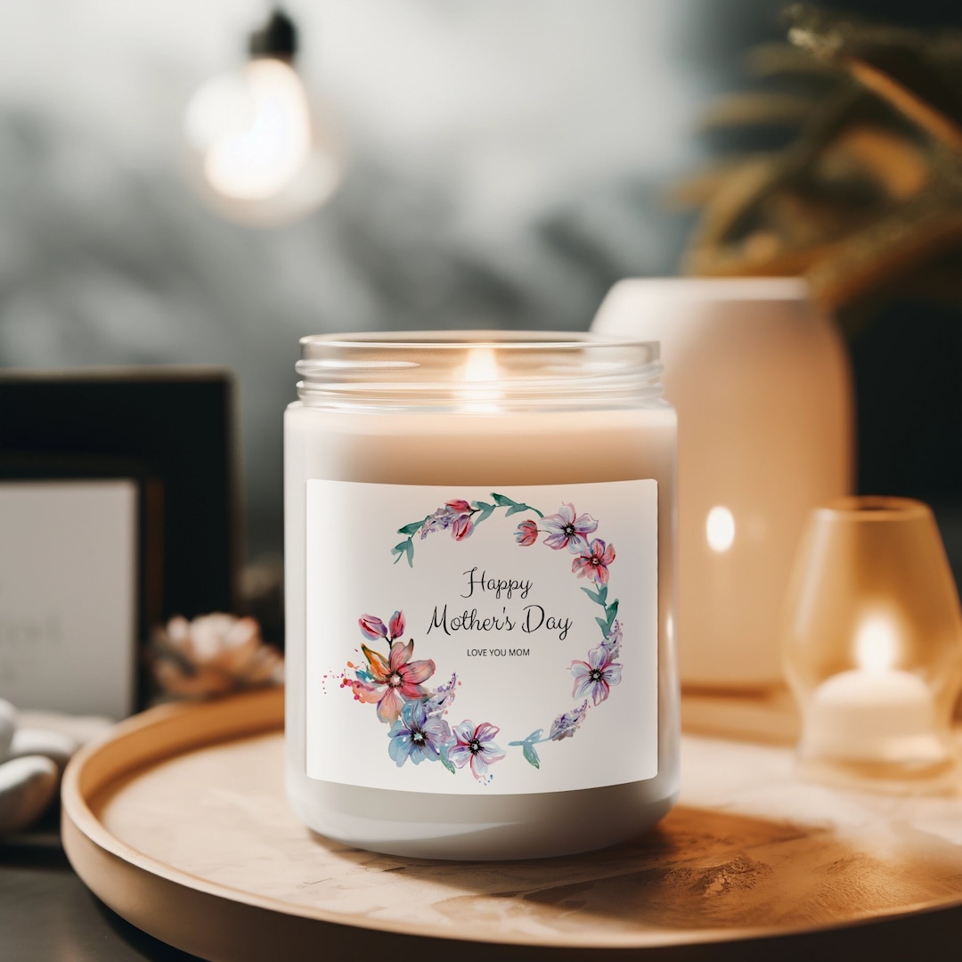 Mother's Day Scented Candle, Floral Handmade Soy Candle 9oz, Love You ...