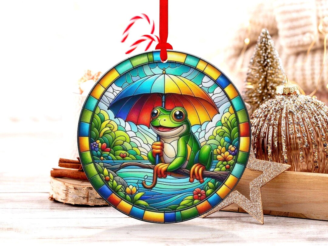 Colorful Frog Ornament, Cute Frog With Umbrella Decor, Whimsical Garden ...