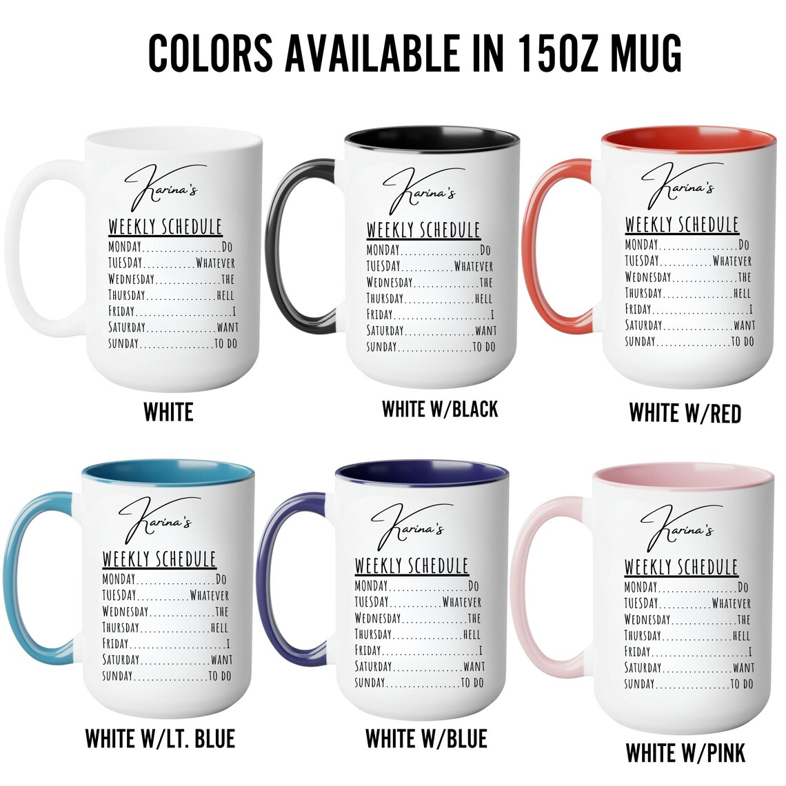 Retiring Weekly Schedule Custom Mug, Retirement Gifts for Women ...