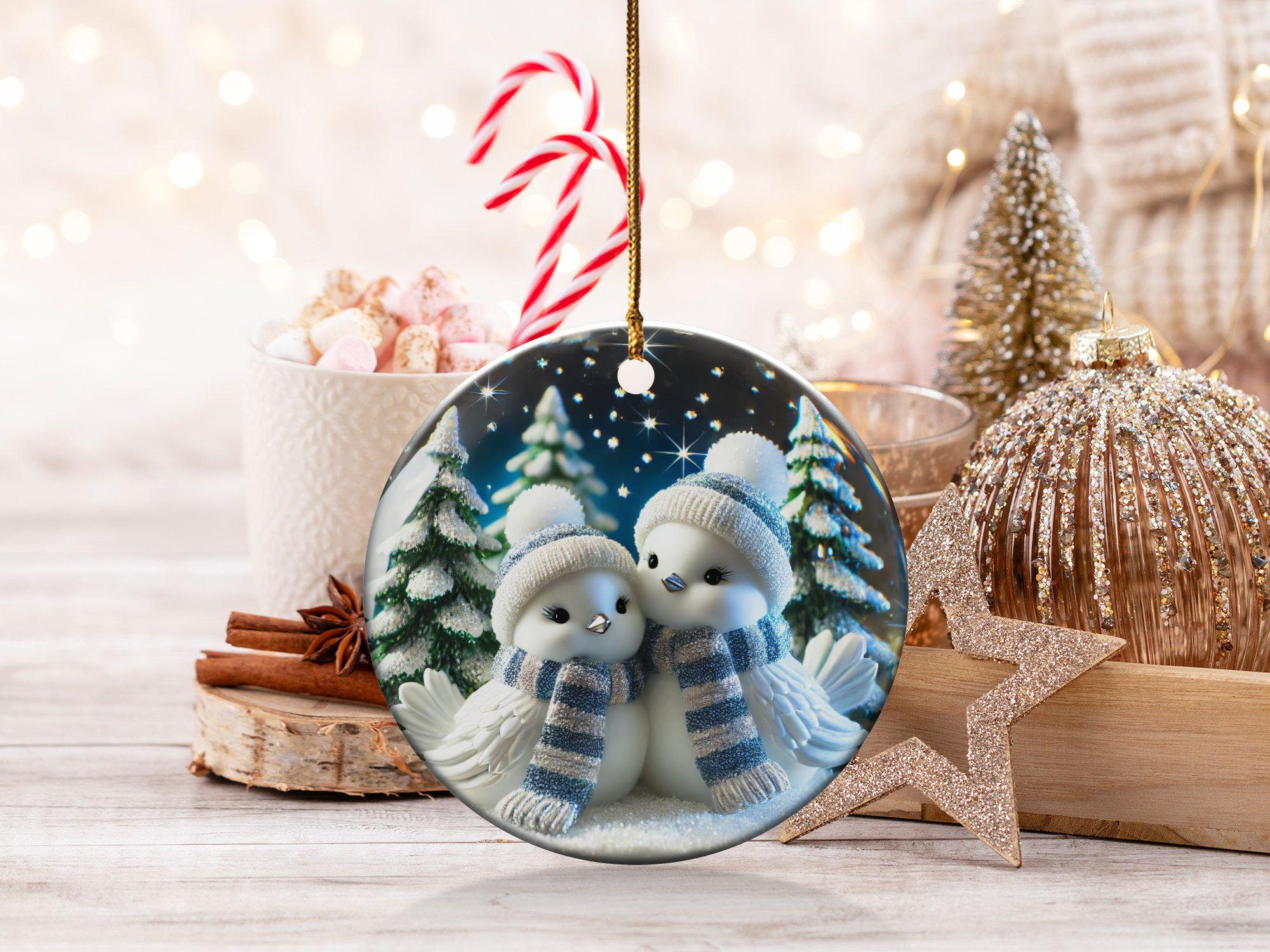 Cute Winter Snowbird Couple Ornament, Holiday Winter Wonderland ...