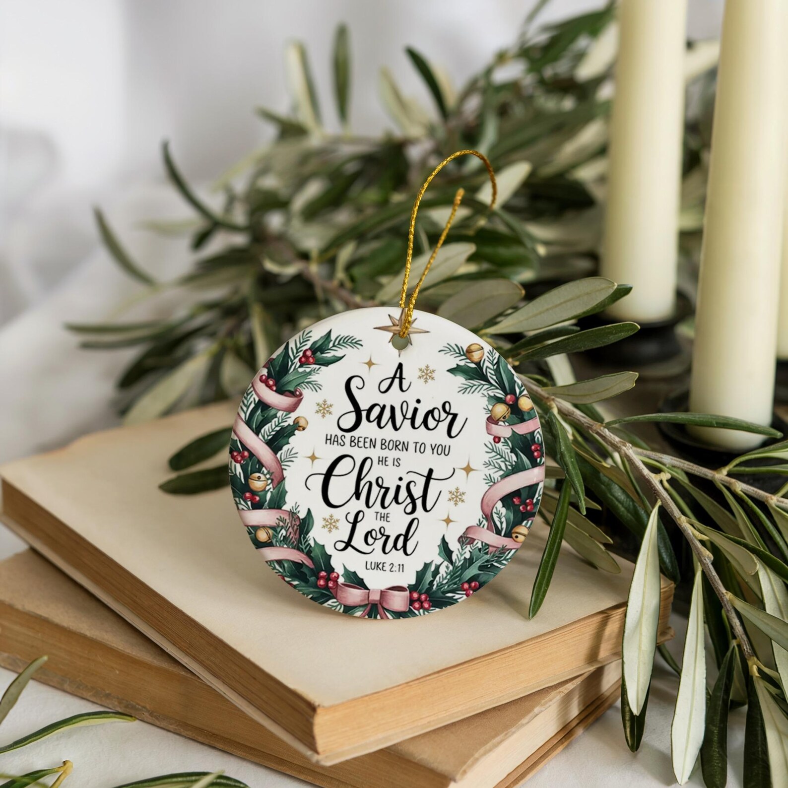 Savior Born Ornament, Christian Christmas Decor, Religious Holiday ...