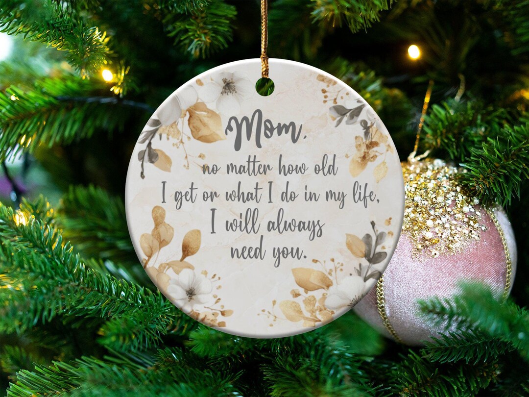 Ornament for Mom, Round Floral Decorative, Sentimental Gift for Mom ...