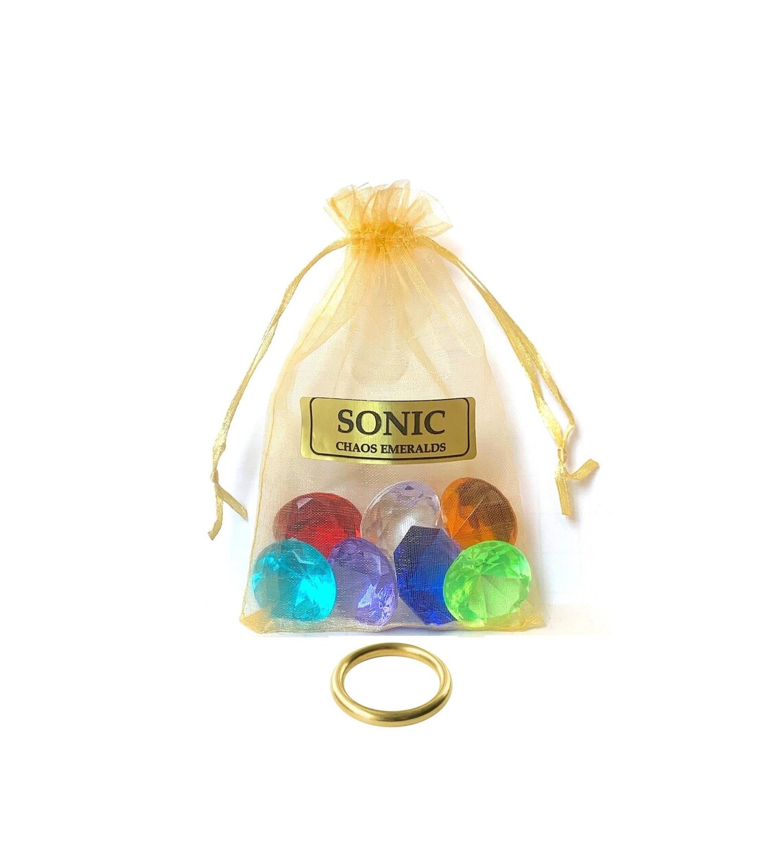 Sonic 7 Chaos Emeralds With a Ring - IN A BAG - Etsy