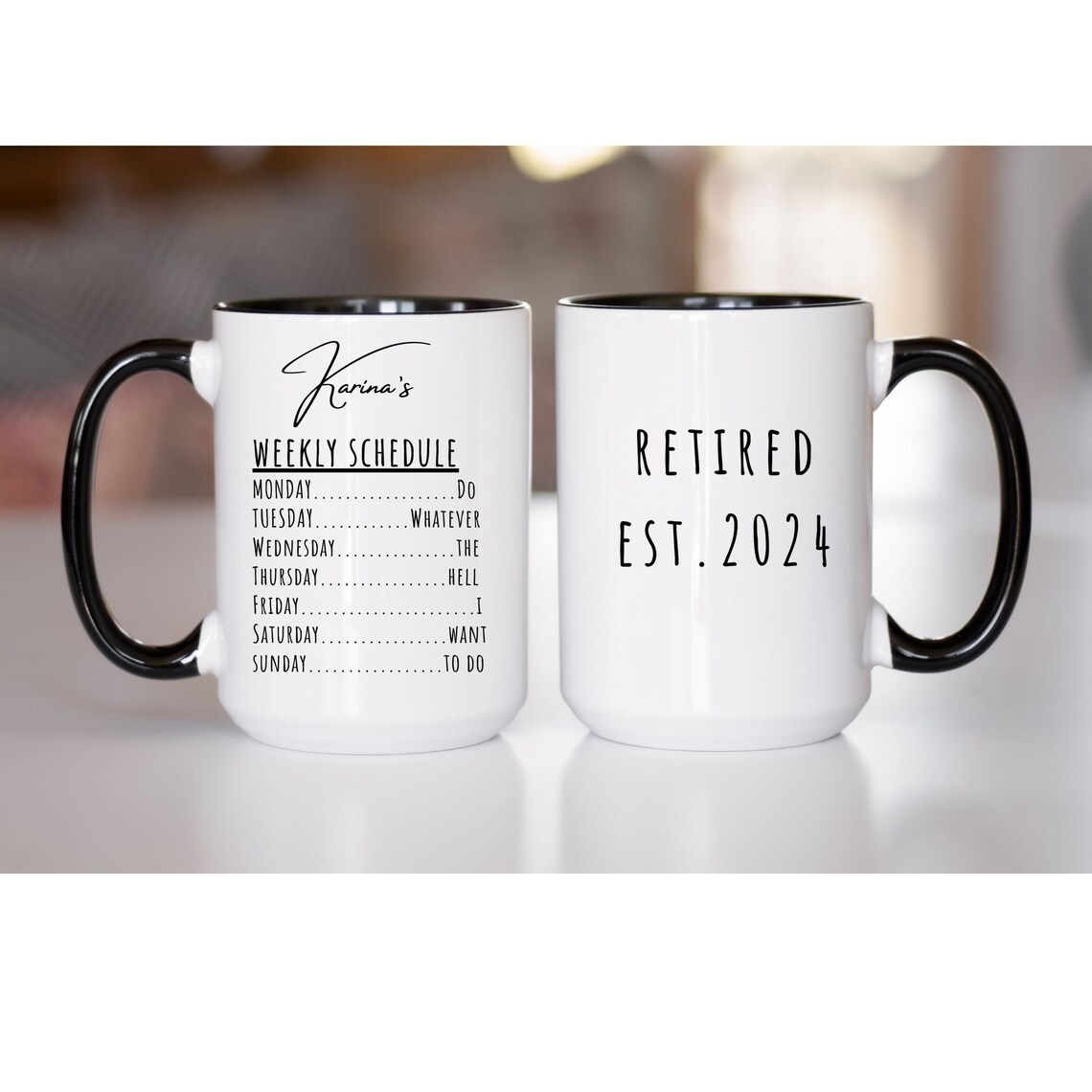 Retiring Weekly Schedule Custom Mug, Retirement Gifts for Women ...